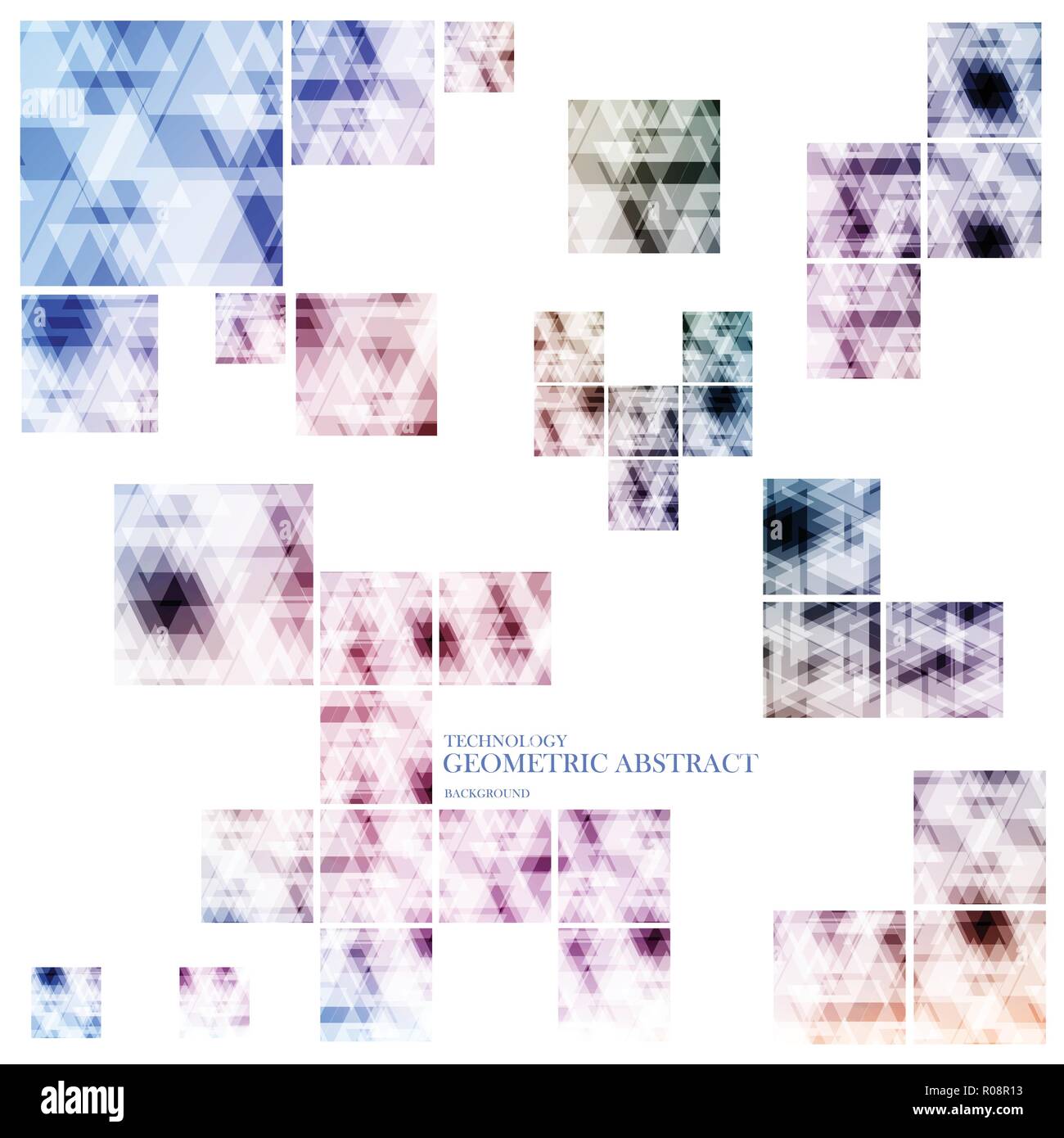 Geometric technological various square abstract background vector ...