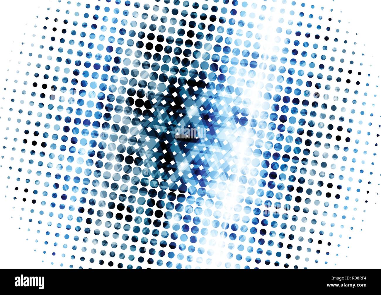 Geometric technological digital abstract modern blue circle halftone ...