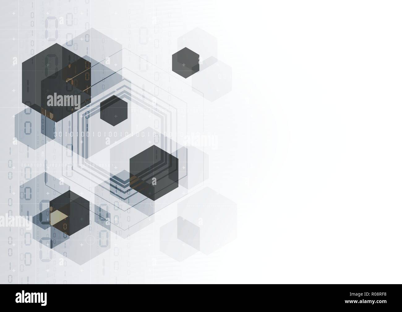 Technological communication digital system hexagon abstract background vector design Stock ...