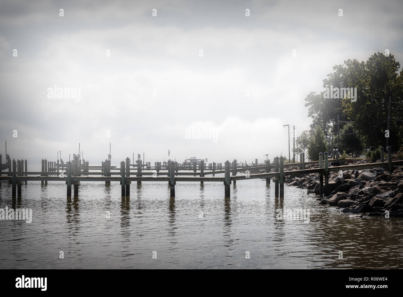 Piers leading from homes to the Potomac Rive in Colonial Beach, VA ...