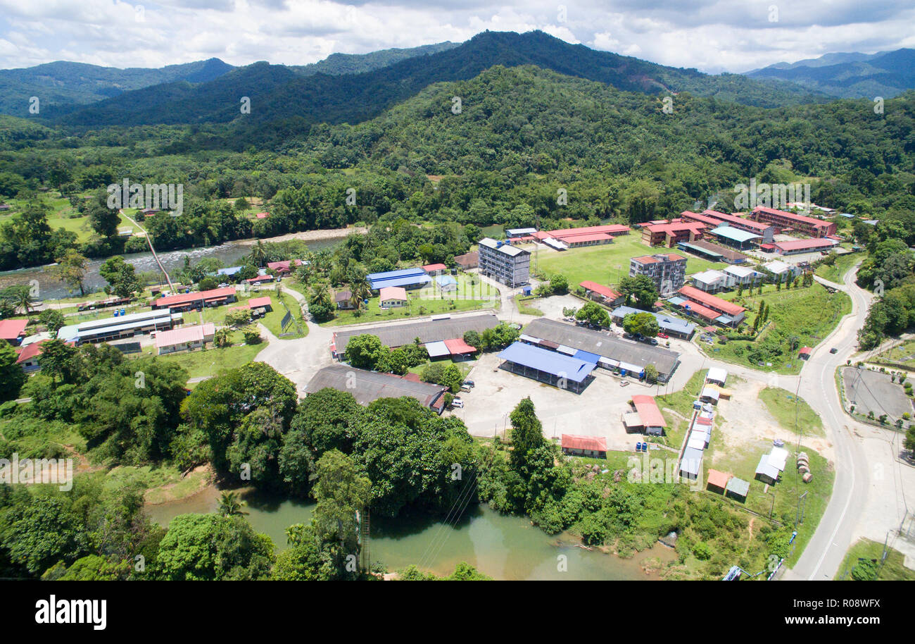 Ariel top angle view of rural town in Kiulu Sabah Malaysia Borneo Stock ...