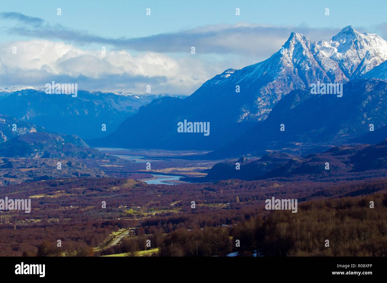 the autumn valley of Village cerro castillo, along the austral route at ...