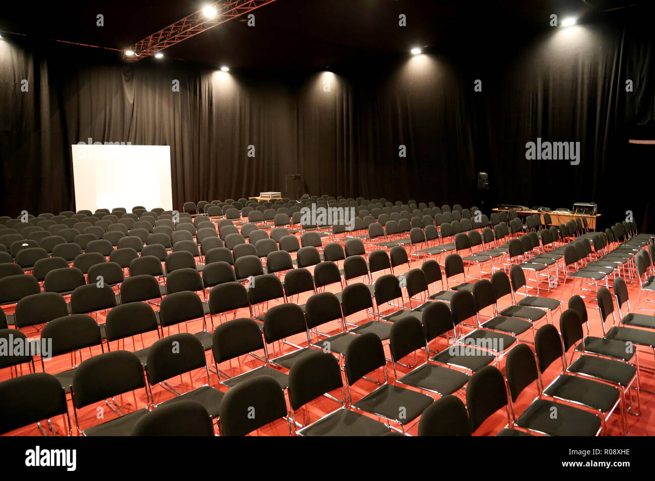 Rows of empty seats of an empty conference hall Stock Photo - Alamy