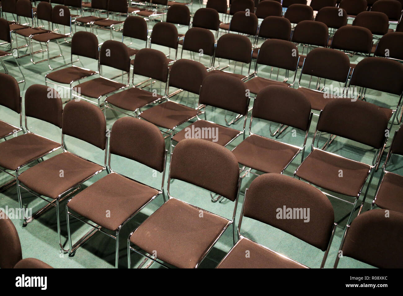 Rows of empty seats of an empty conference hall Stock Photo - Alamy