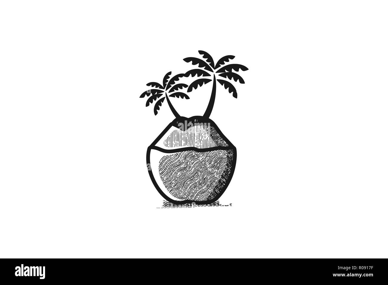 hand drawn coconut, coconut tree logo Designs Inspiration Isolated on ...