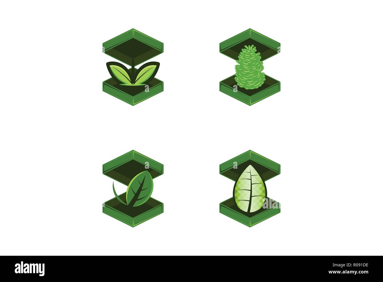 set box and leaf logo Designs Inspiration Isolated on White Background ...