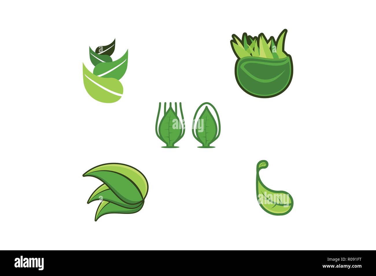 set leaf logo Designs Inspiration Isolated on White Background Stock ...