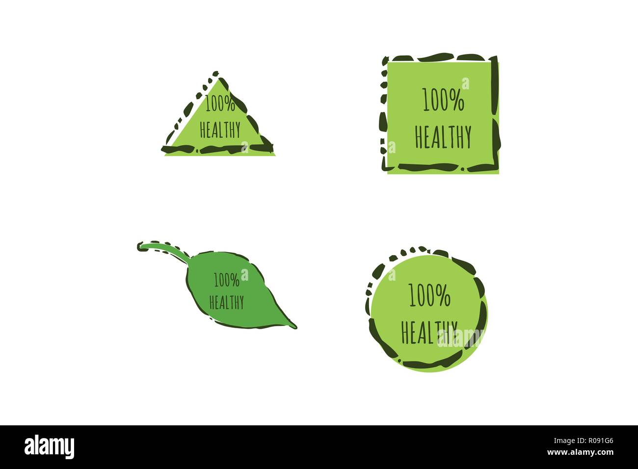 set 100% healthy label and emblem logo Designs Inspiration Isolated on ...