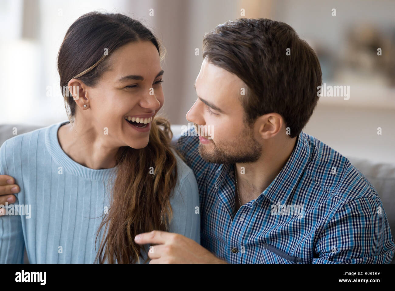 Diverse couple laughing hi-res stock photography and images - Alamy