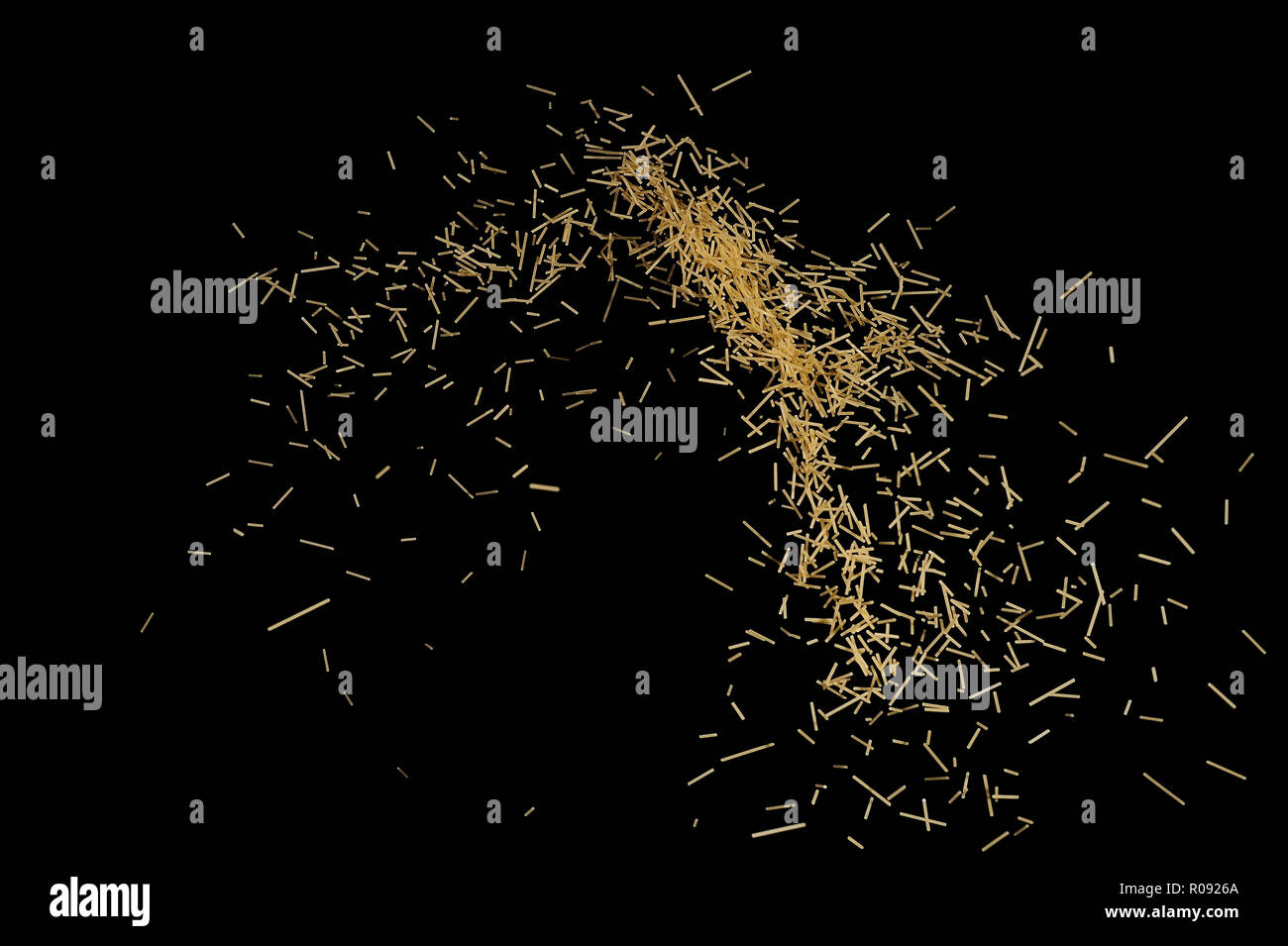 Flying pasta isolated on black background. Abstract macaroni falling ...