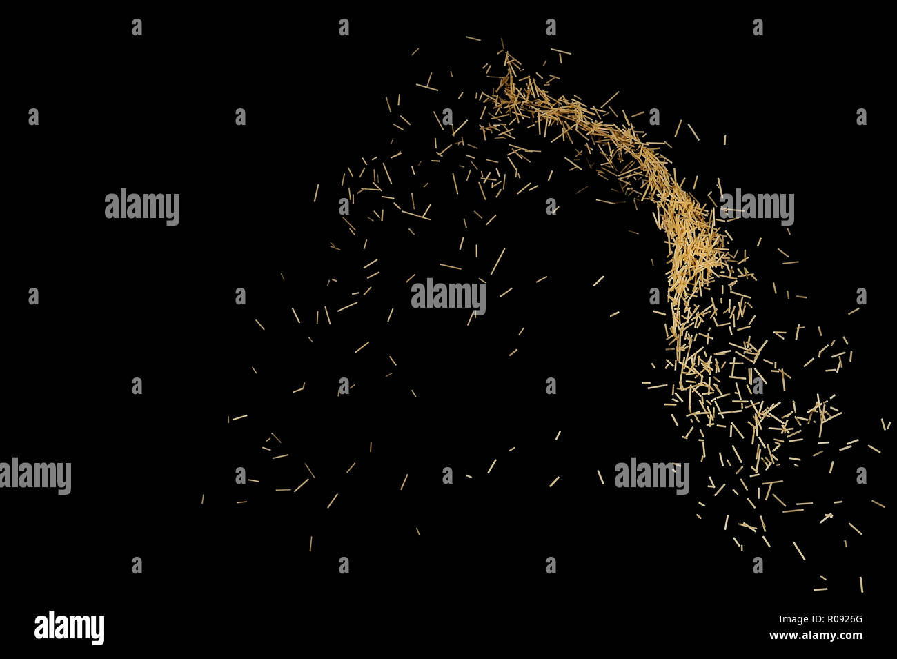 Flying pasta isolated on black background. Abstract macaroni falling ...