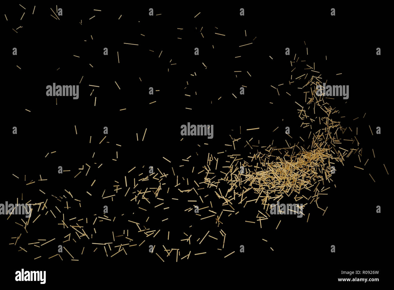 Flying pasta isolated on black background. Abstract macaroni falling ...