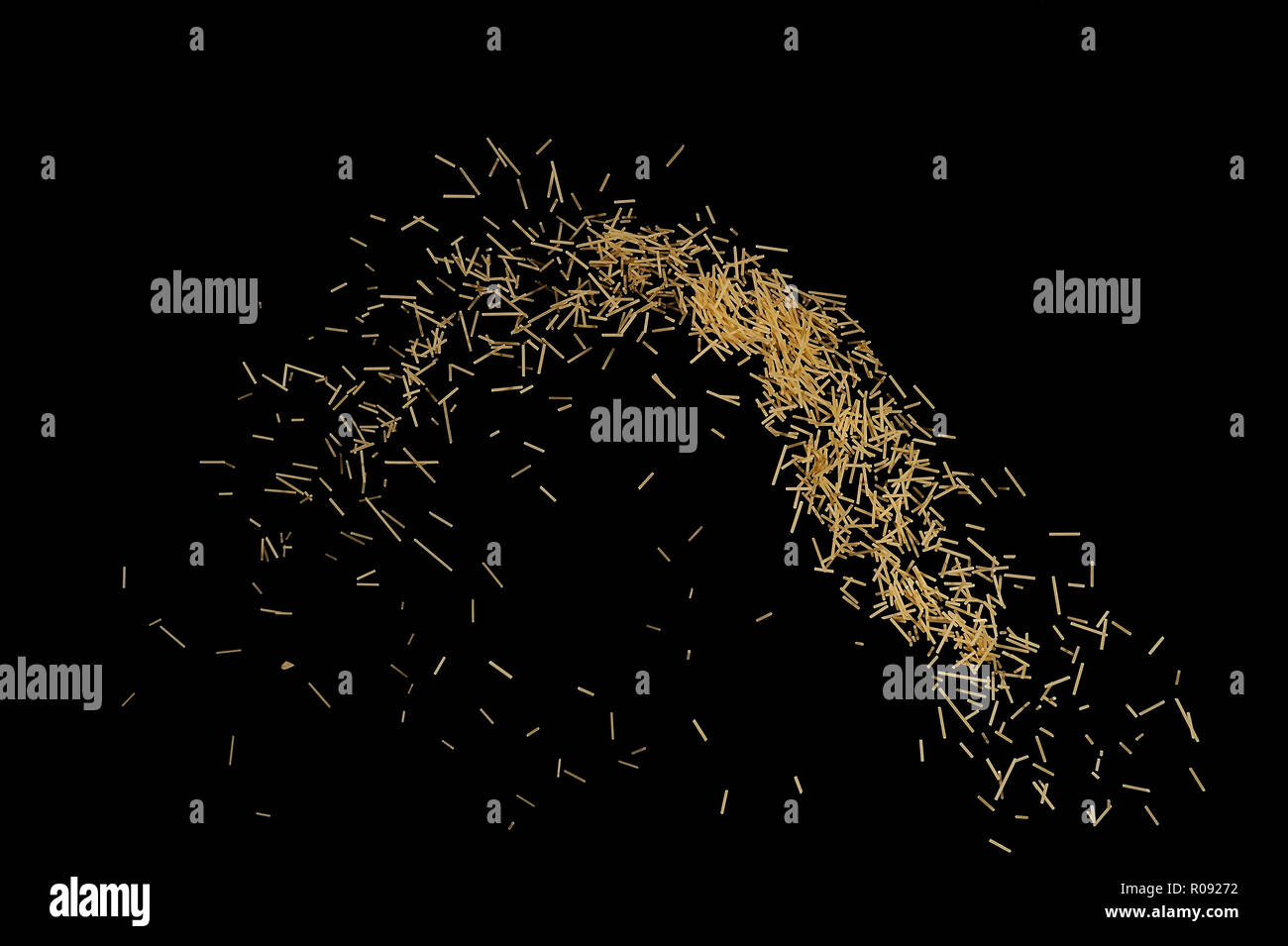 Flying pasta isolated on black background. Abstract macaroni falling ...