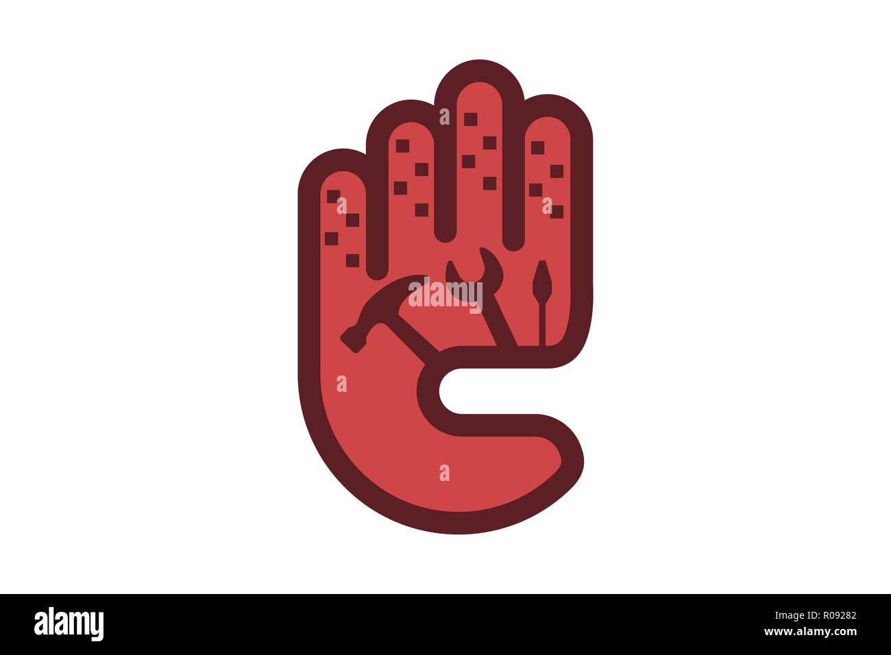 hand, repair tool, abstract town building, repair of apartments logo ...