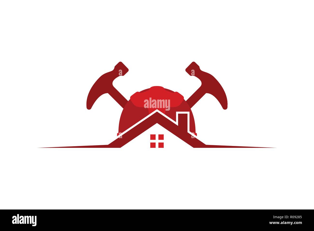 house, protection helmet, and hammer, repair logo Designs Inspiration ...