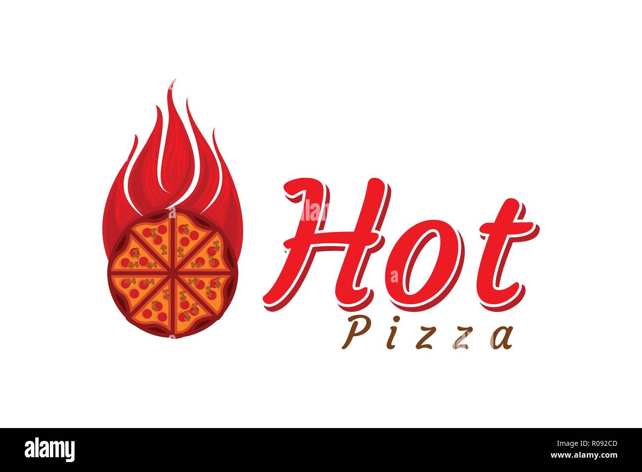 Hot Pizza Logo Designs Inspiration Isolated on White Background Stock ...