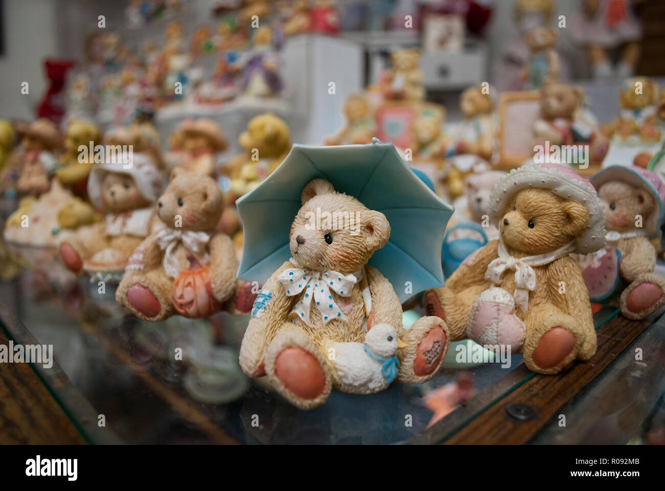 A lot of little toys bear close up. Concept of similarity and ...