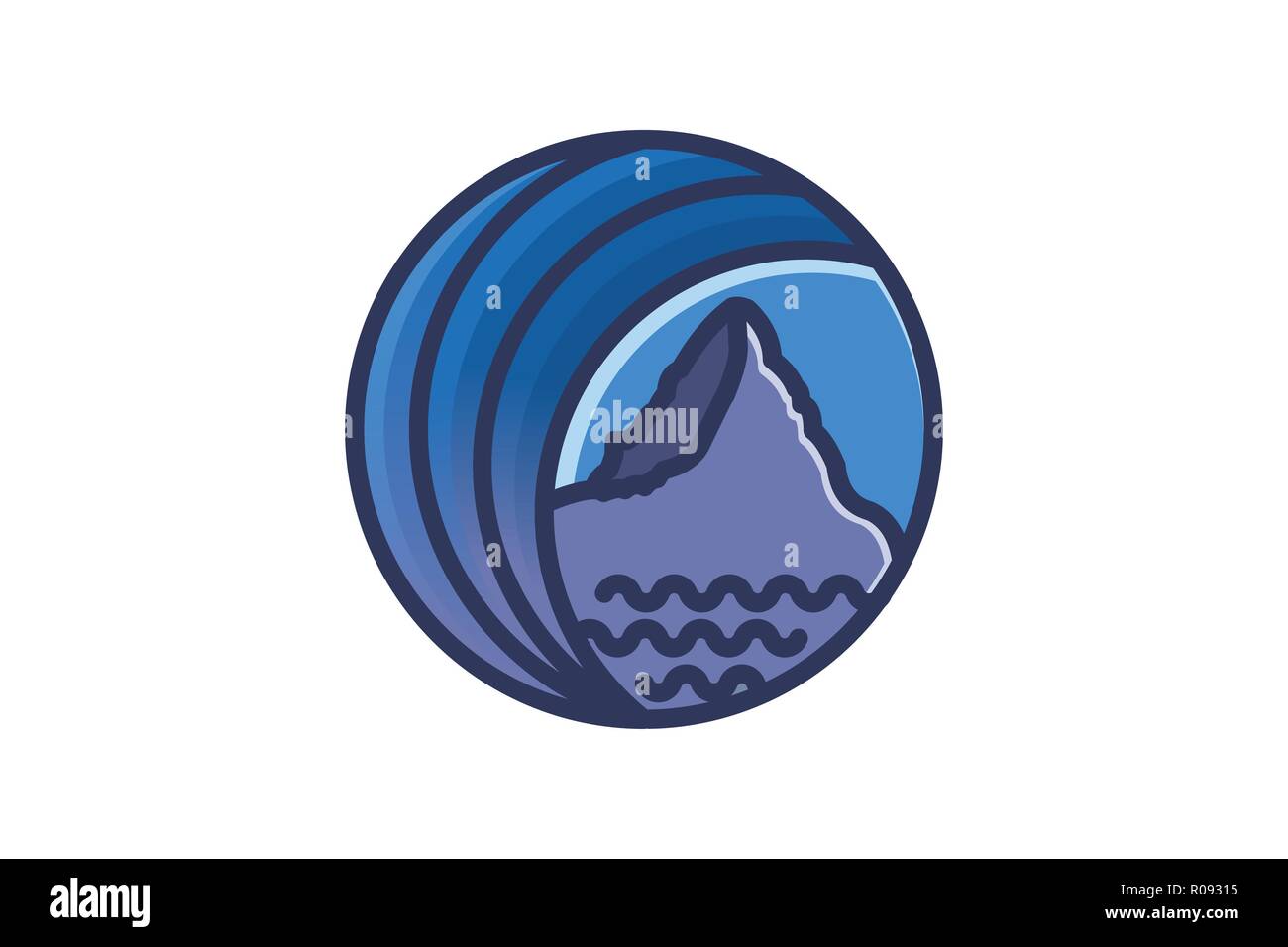 Mountain and wave landscape logo Designs Inspiration Isolated on White ...