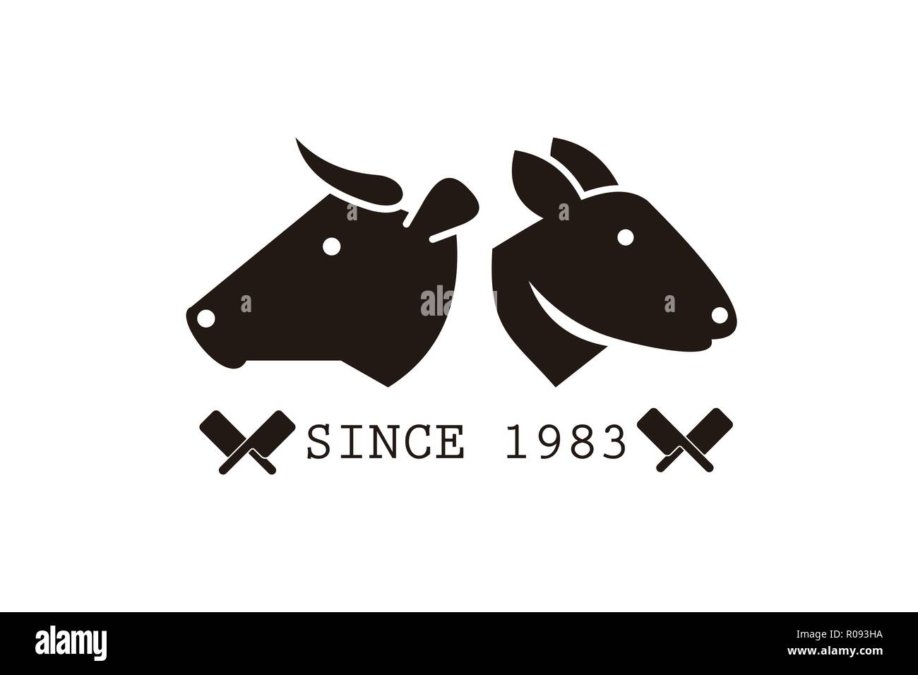 rabbit, cow head, crossed knife, slaughter logo Designs Inspiration ...