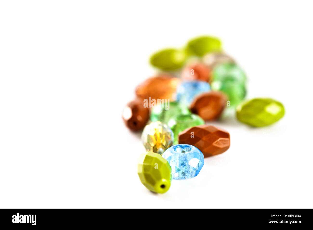 colorful glass beads closeup on white background Stock Photo - Alamy