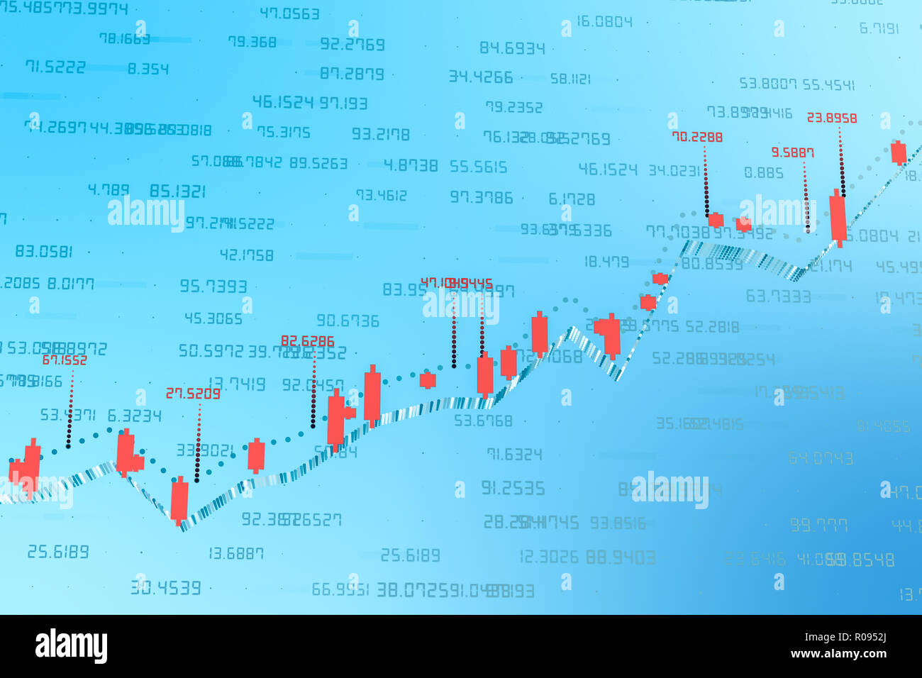 3d rendering, Stock chart with blue background Stock Photo - Alamy