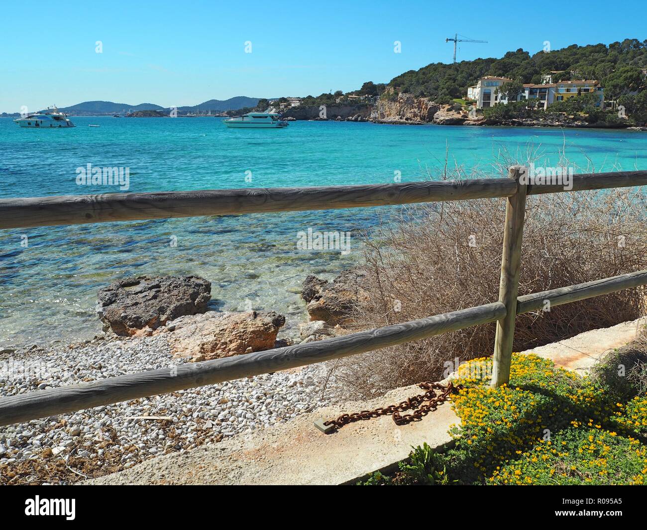 beautiful nature Mallorca island, blue sky, clean sea water, rocky ...
