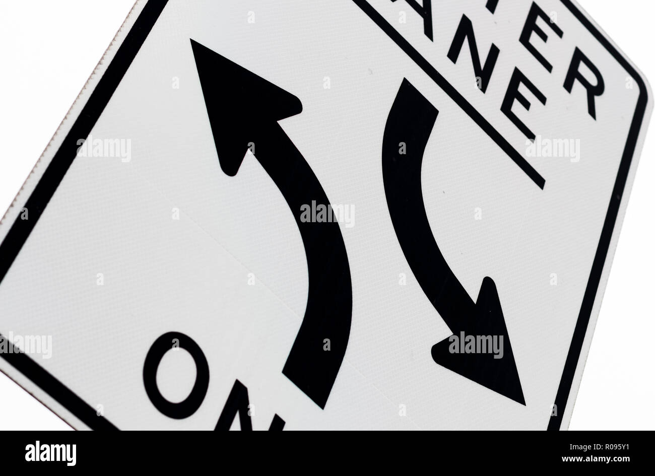 Lane ends sign hi-res stock photography and images - Alamy