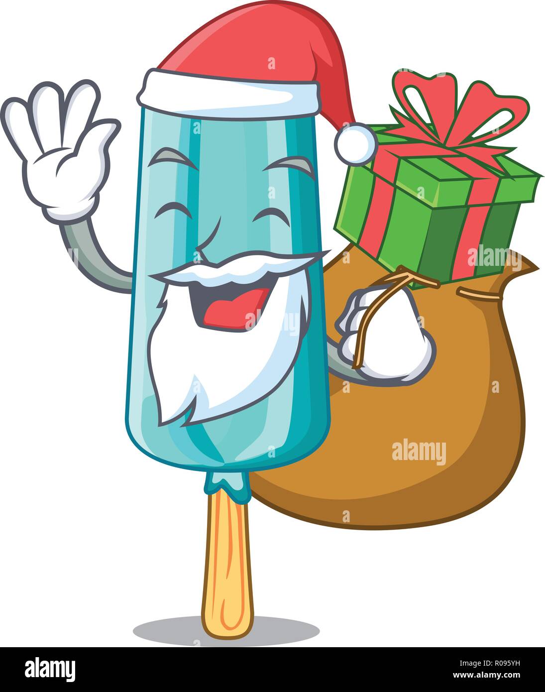Santa with gift ice cream shaped stick on mascot Stock Vector Image ...