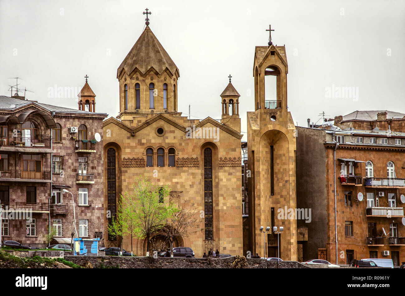 Yerevan,Armenia,19 Februar,2018: Among residential buildings on street ...