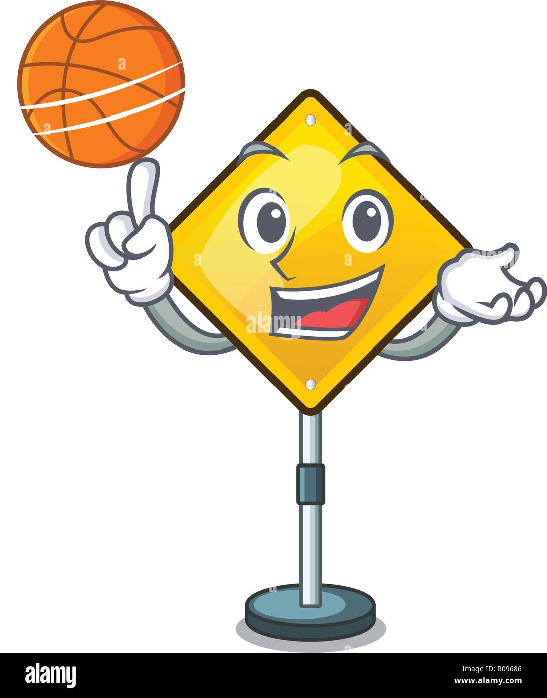 With basketball harm warning sign shaped on cartoon Stock Vector Image ...