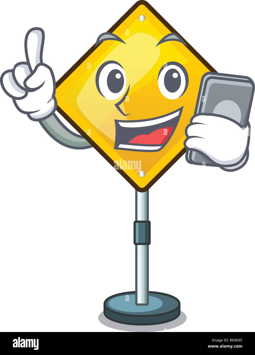With phone harm warning sign shaped on cartoon Stock Vector Image & Art ...