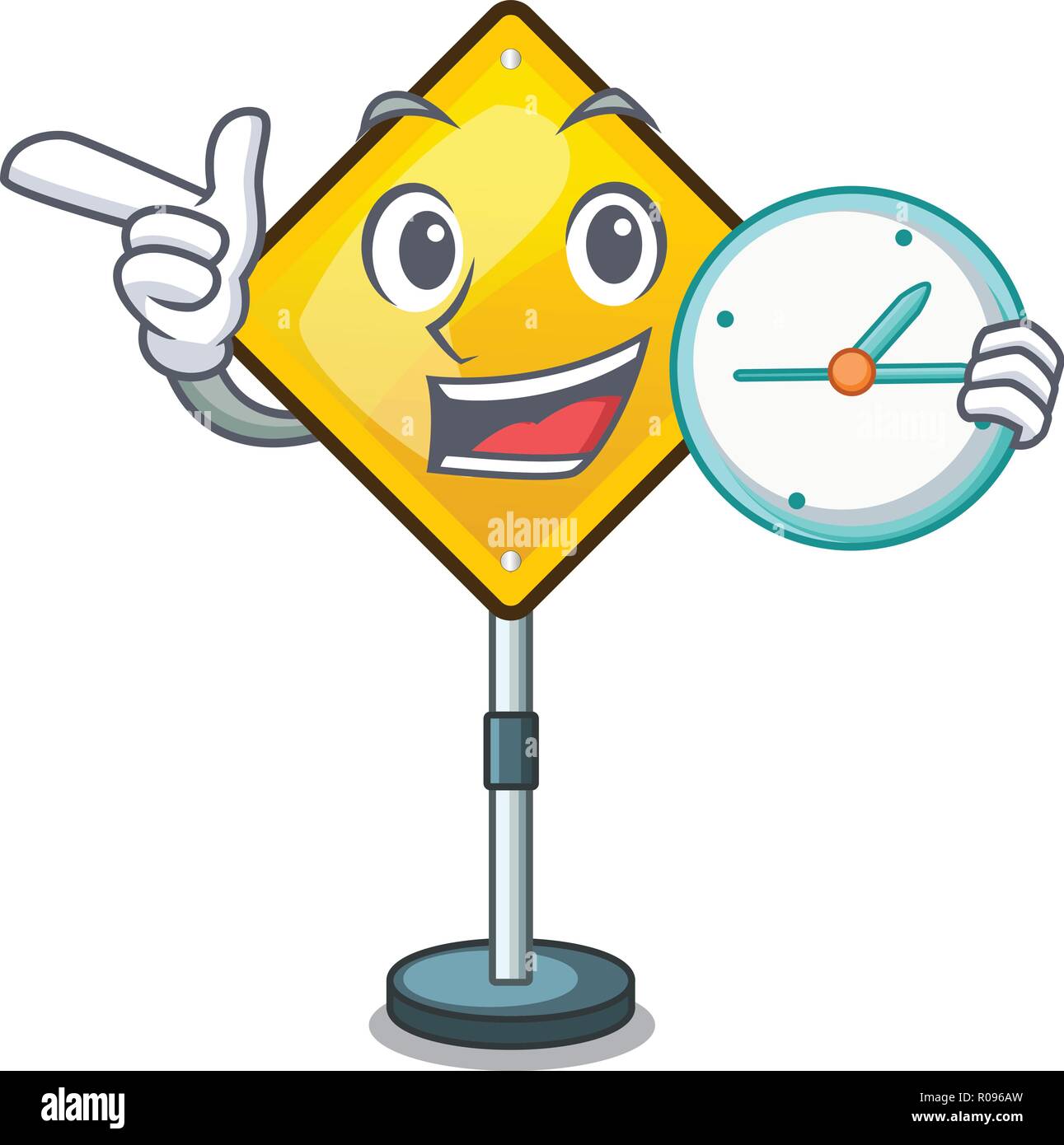 With clock warning attention sign shaped character exclamation Stock ...