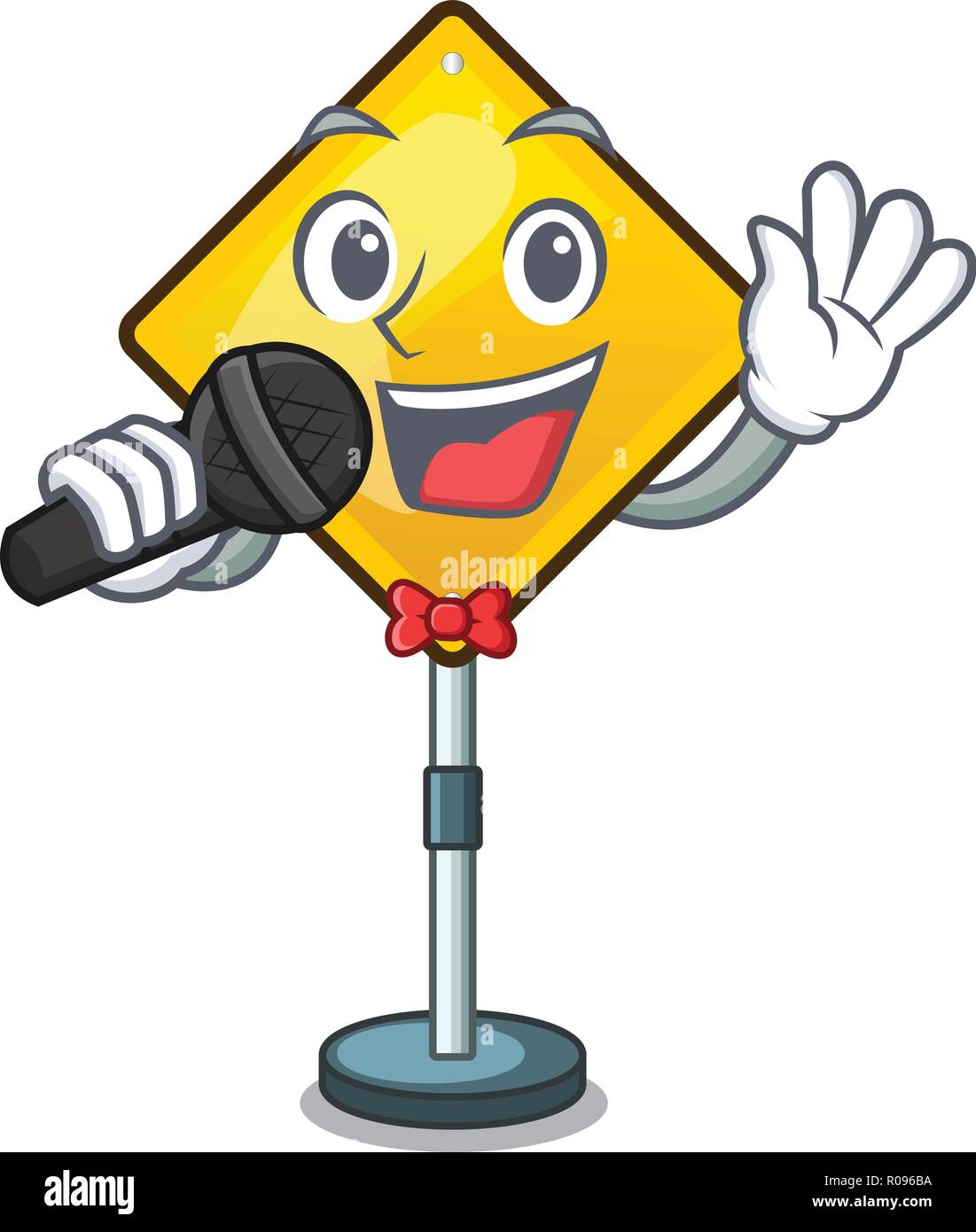 Singing Hazard warning attention sign sahaped cartoon Stock Vector ...