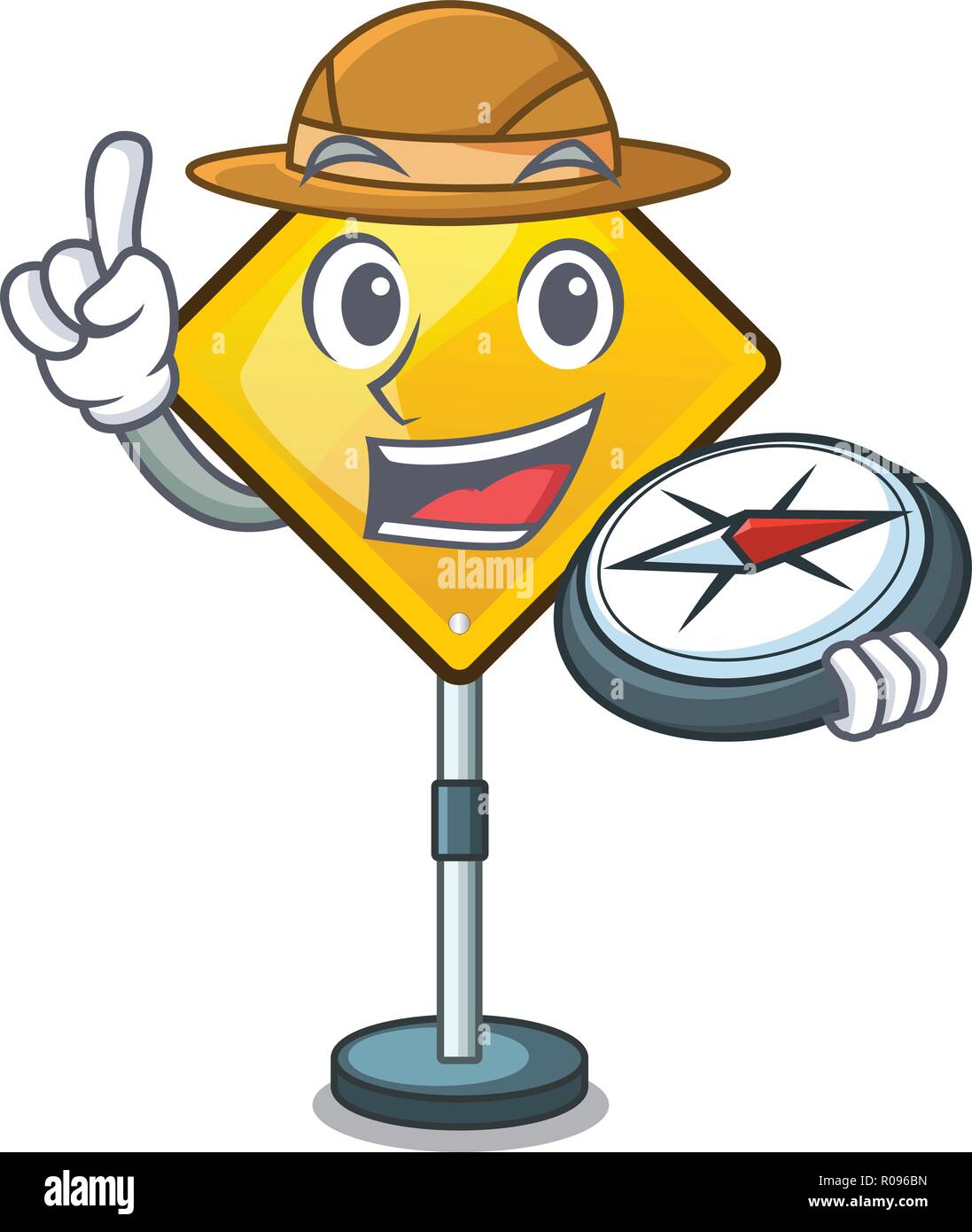 Explorer Hazard warning attention sign sahaped cartoon Stock Vector ...