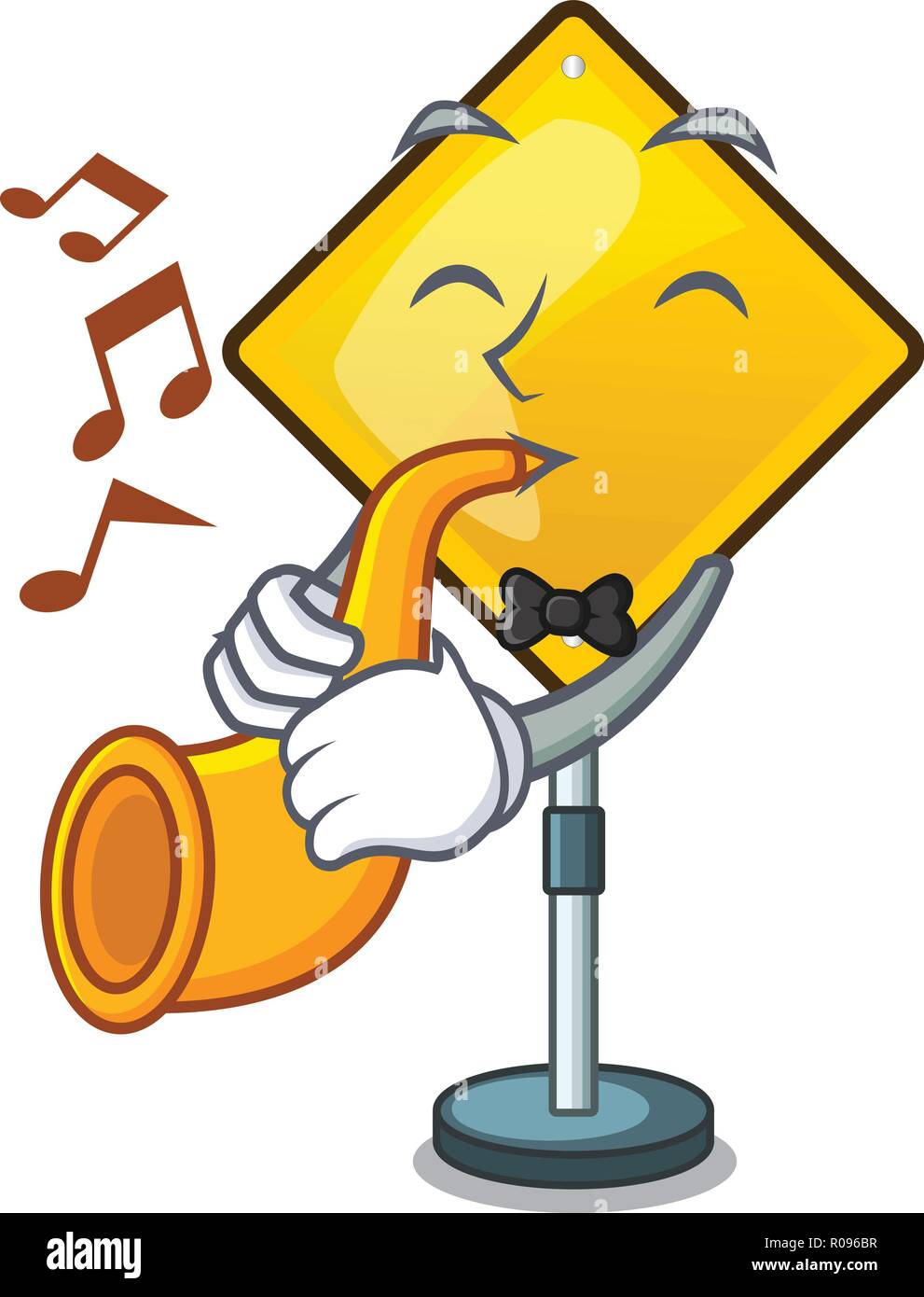 With trumpet Hazard warning attention sign sahaped cartoon Stock Vector ...