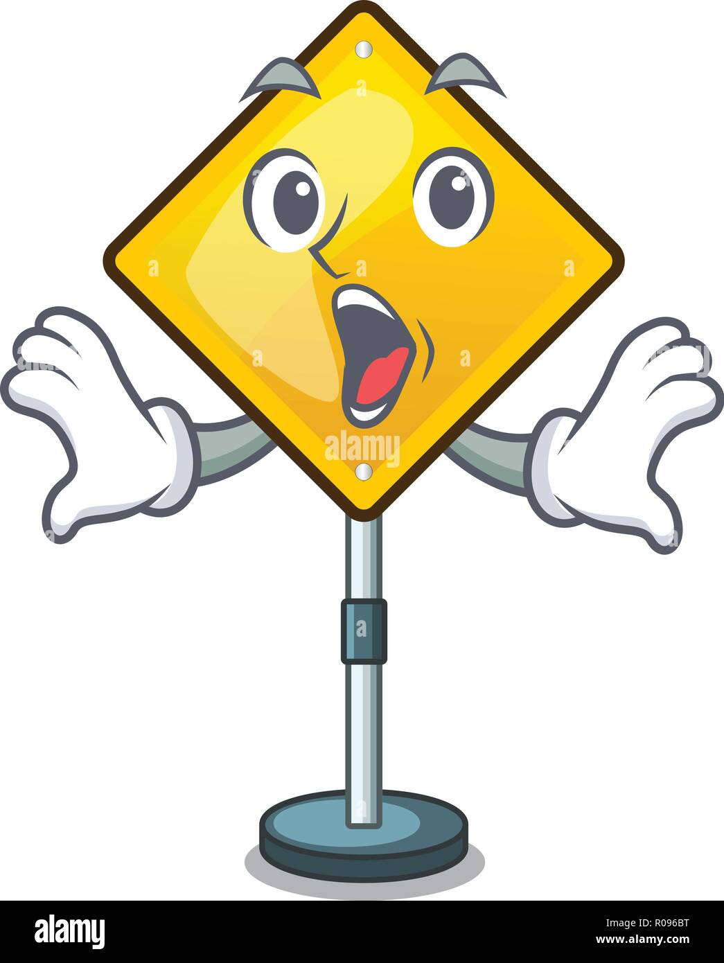 Surprised Hazard warning attention sign sahaped cartoon Stock Vector ...