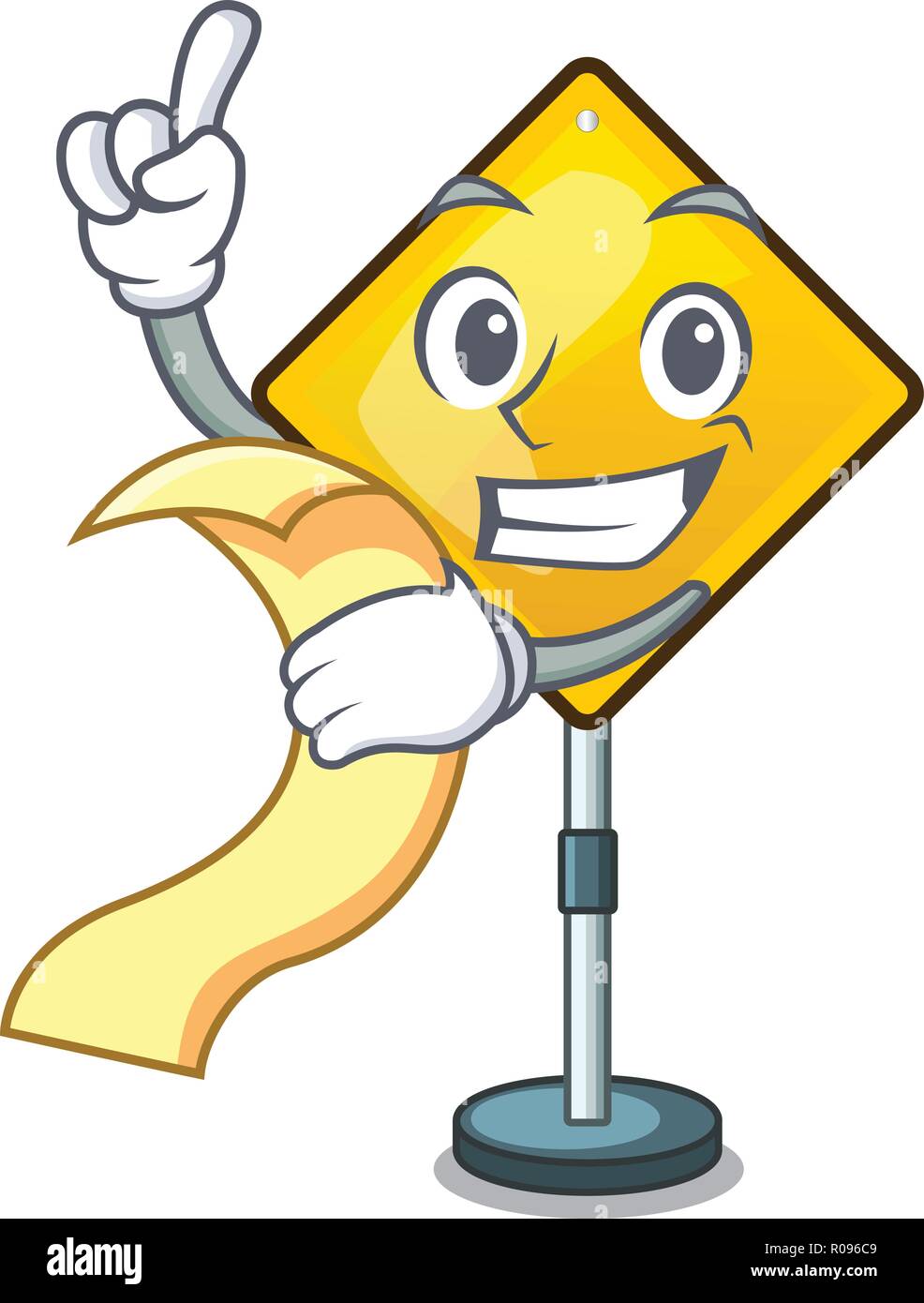 With menu Hazard warning attention sign sahaped cartoon Stock Vector ...