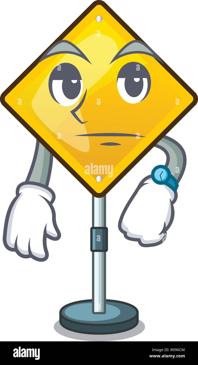 Waiting warning sign with exclamation mark mascot Stock Vector Image ...
