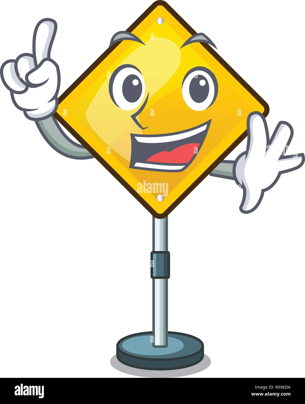 Finger warning sign with exclamation mark mascot Stock Vector Image ...