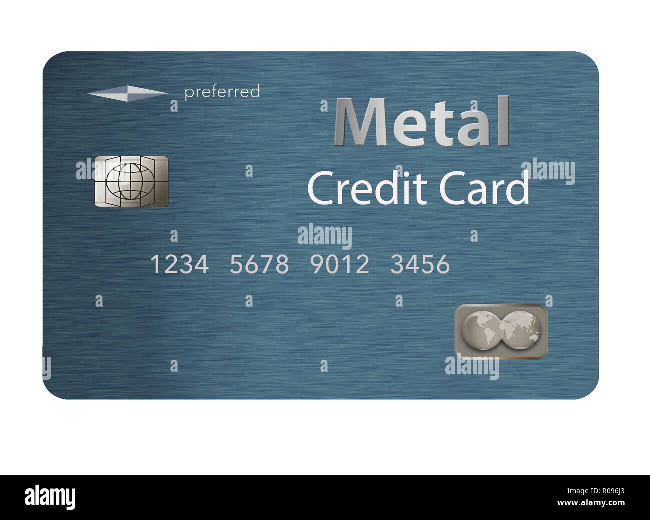 Here is a metal credit card that is blue with a brushed metal finish ...