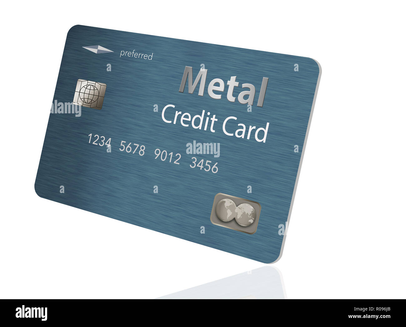 Here is a metal credit card that is blue with a brushed metal finish ...