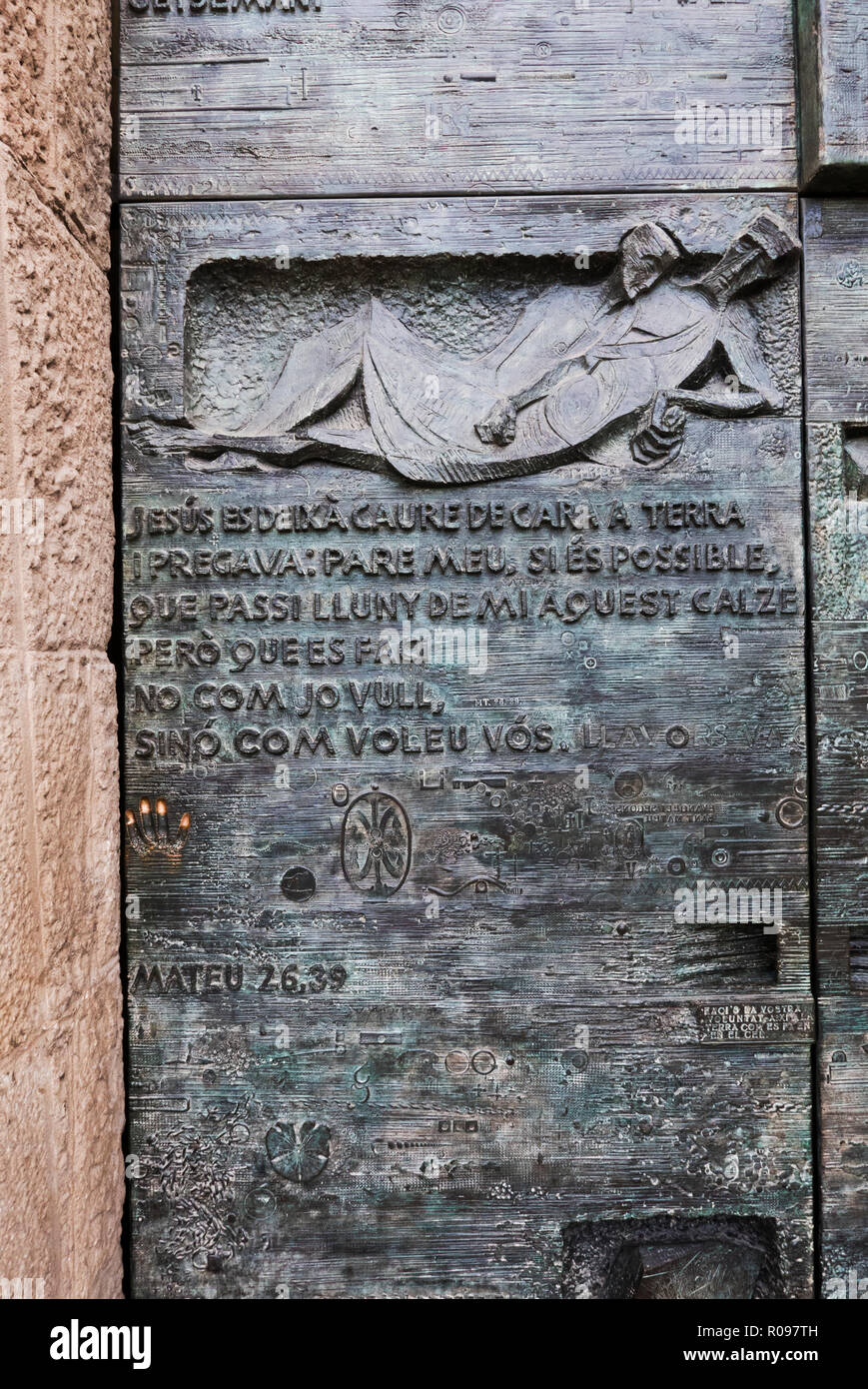 Bas Relief figures on the door of the Sagrada Familia, Barcelona, Spain ...