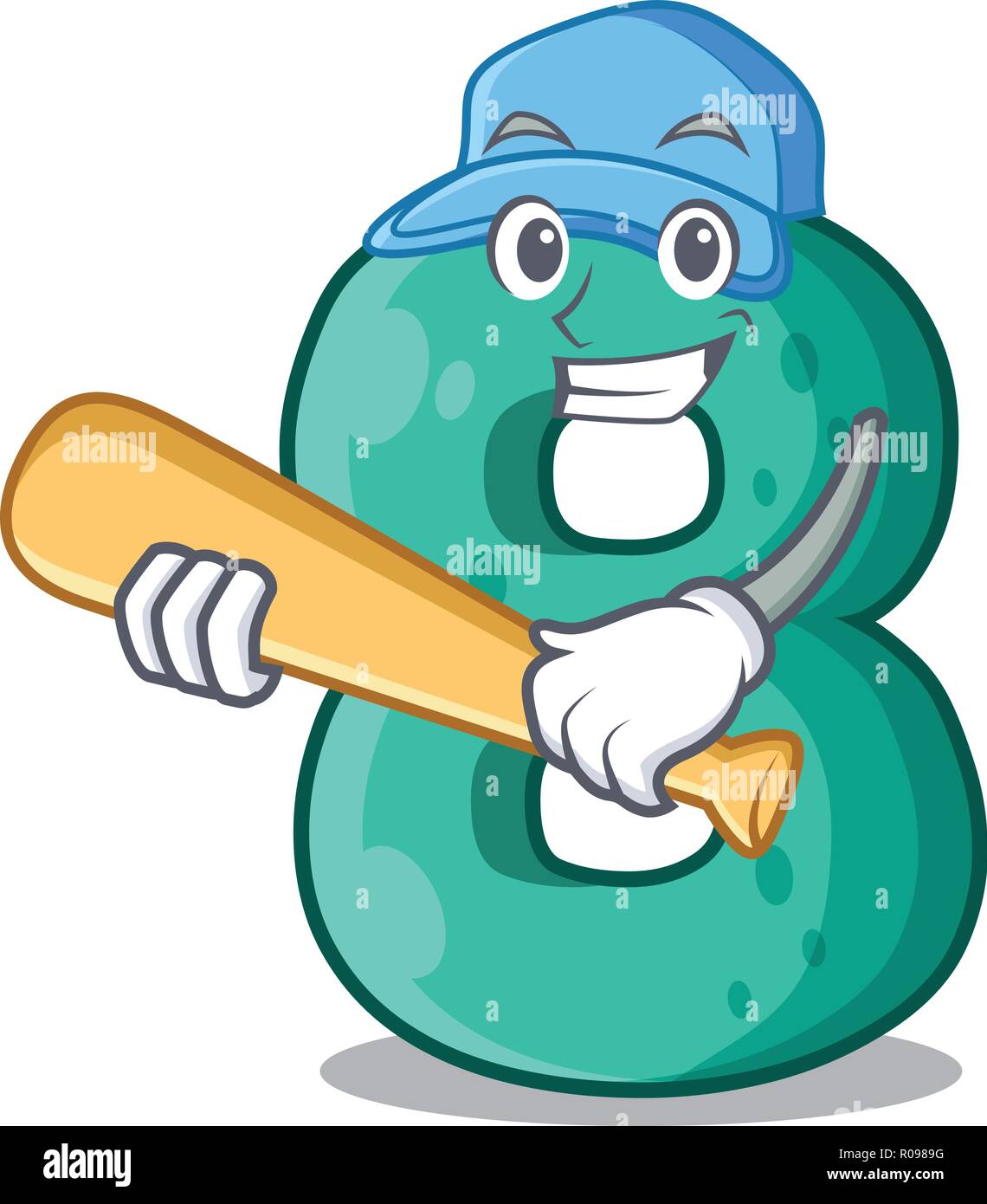 Playing baseball raster version cartoon shaped Number Eight Stock ...