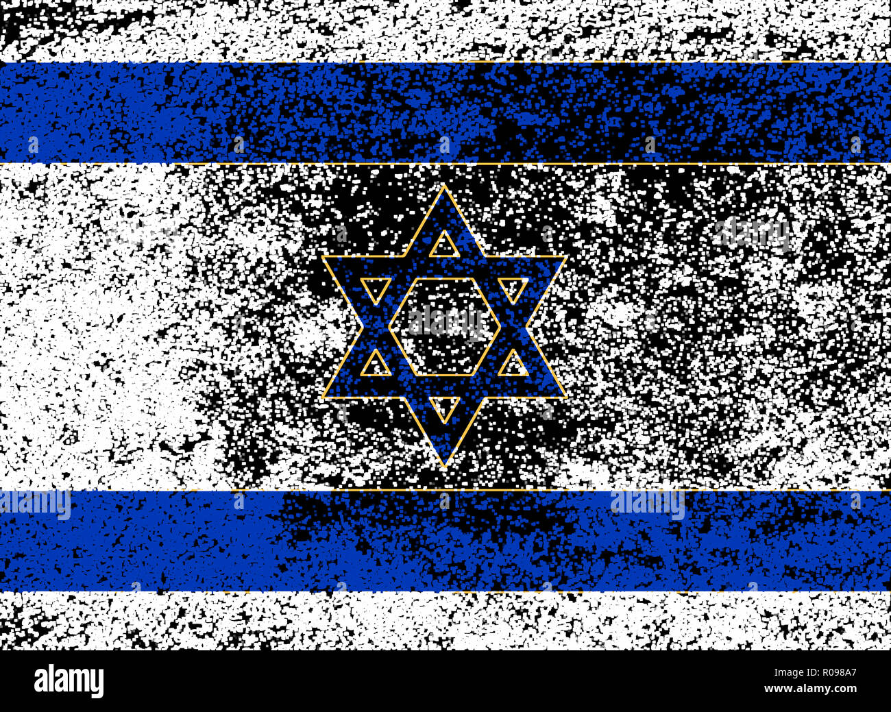 The flag of Israel in blue and white with dark grunge effect Stock ...
