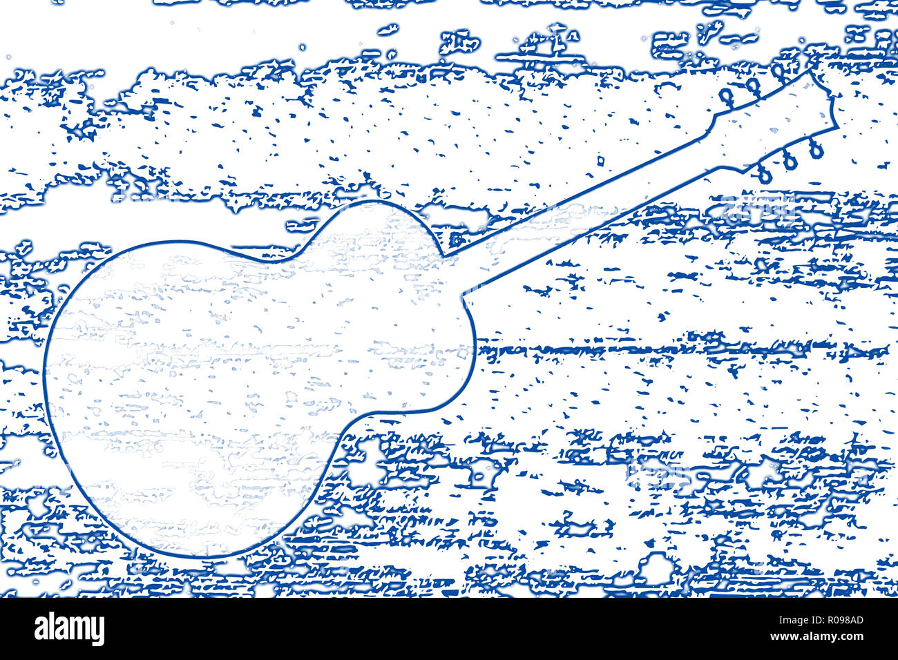 Guitar blue outline as an abstract background Stock Photo - Alamy
