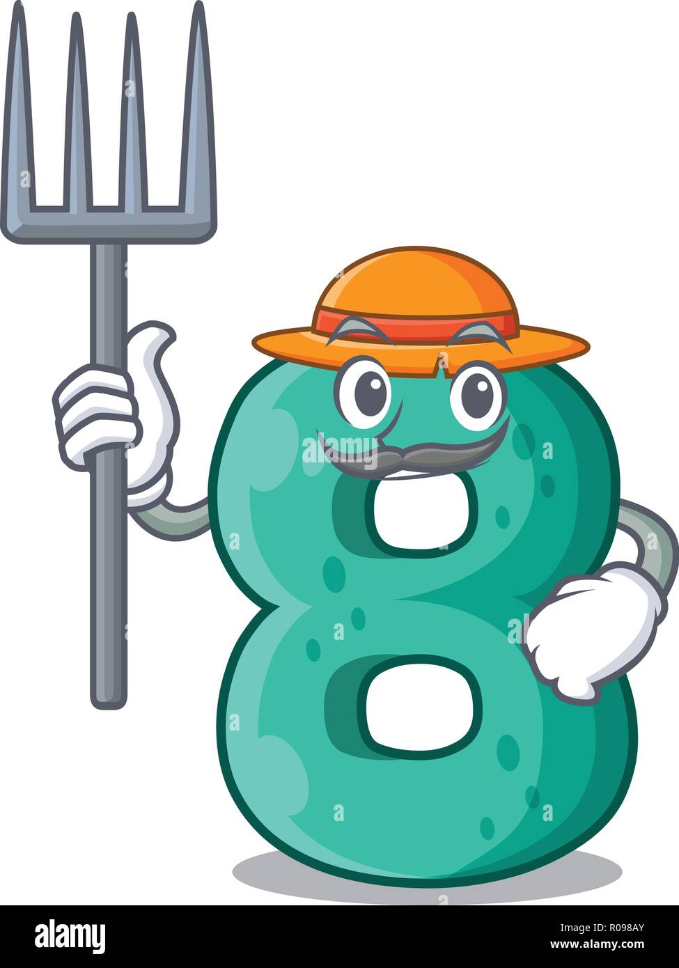 Farmer raster version cartoon shaped Number Eight Stock Vector Image ...