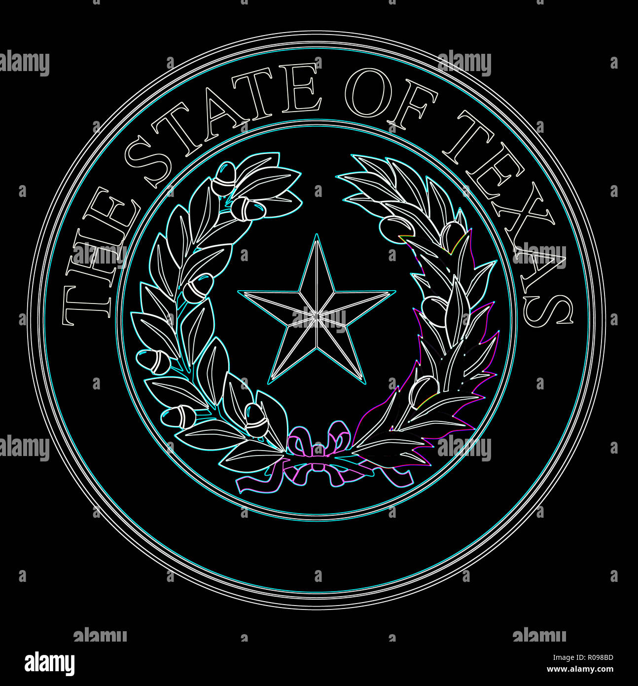 The seal of the United Steas of American state TEXAS isolated on a ...