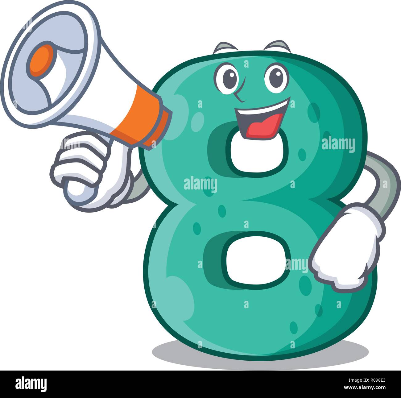 With megaphone raster version cartoon shaped Number Eight Stock Vector ...