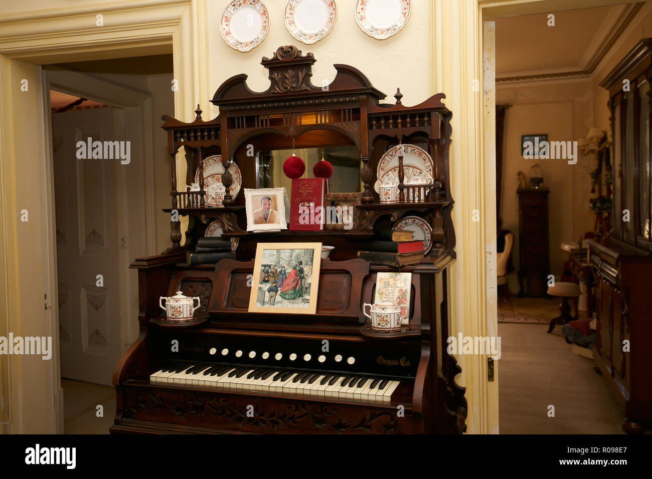 Antique keyboard in The Hall at Abbey-Cwm-Hir Stock Photo - Alamy