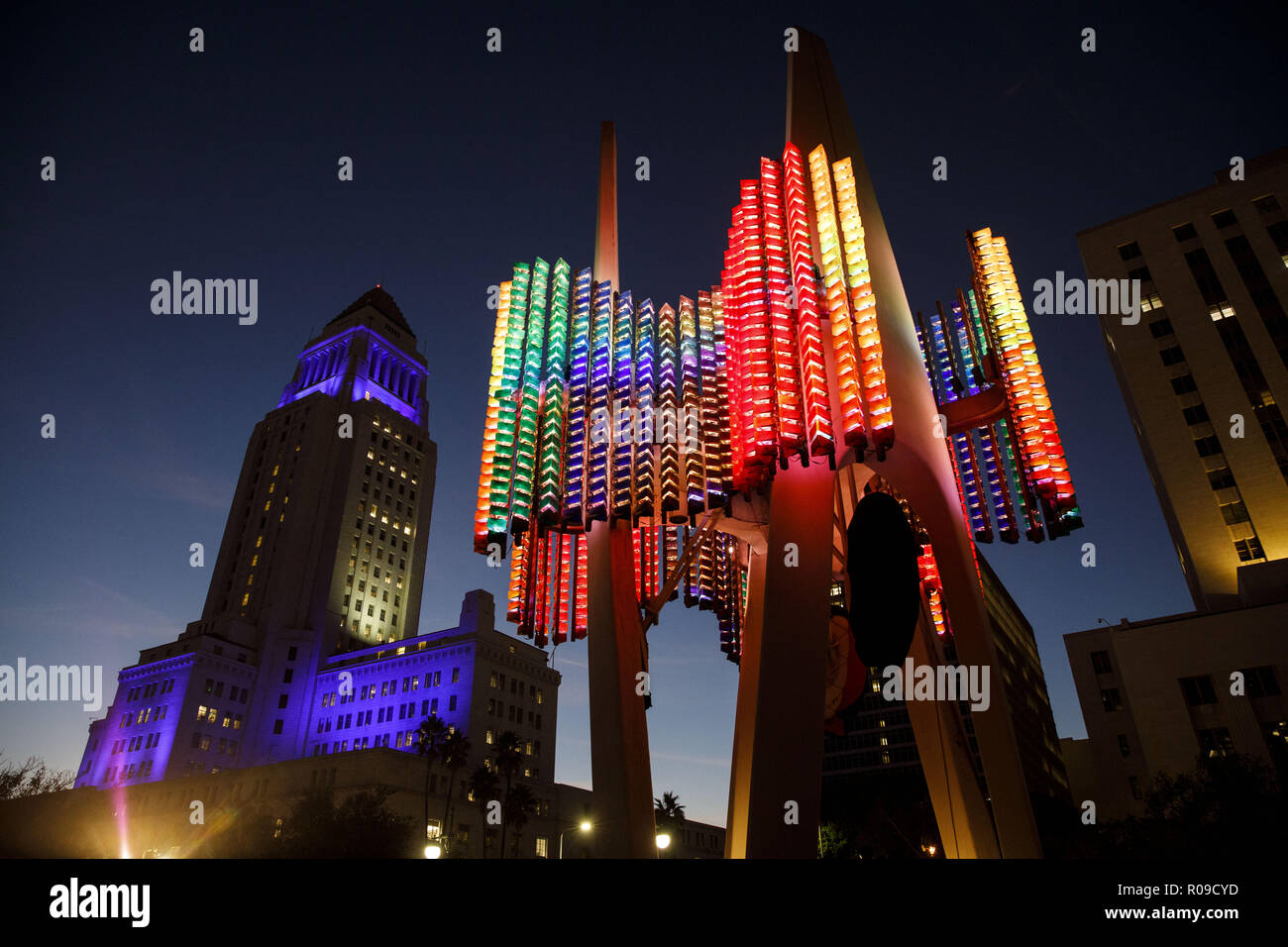 Los Angeles, CA, USA. 26th Oct, 2018. The Triforium is illuminated with ...
